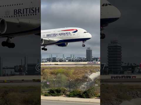British Airways A380 landing #planesspotting #planelanding #lax #a380 #britishairways