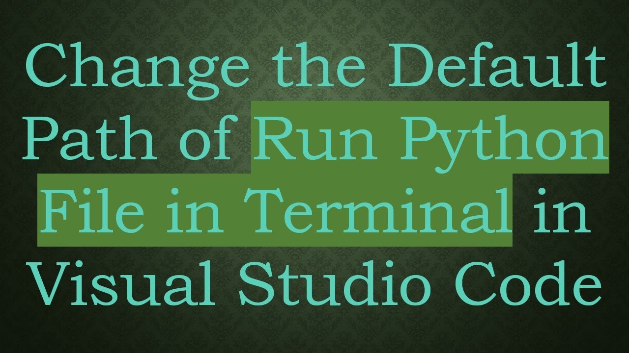 Change the Default Path of Run Python File in Terminal in Visual Studio Code
