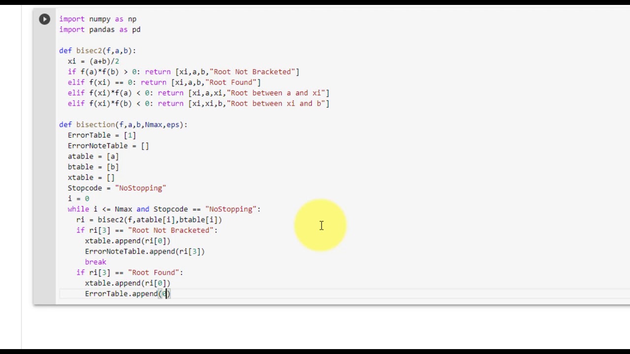 Lab 3. Part 1. Bisection Method