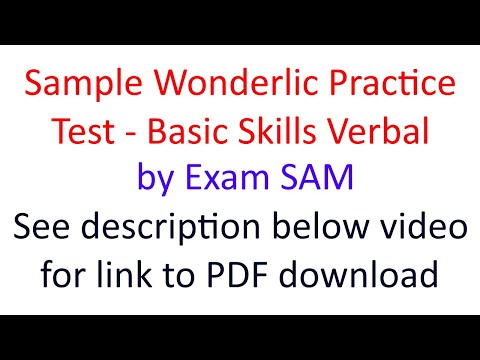 Sample Wonderlic Practice Test Questions - Verbal Basic Skills Test Practice (WBST Verbal)