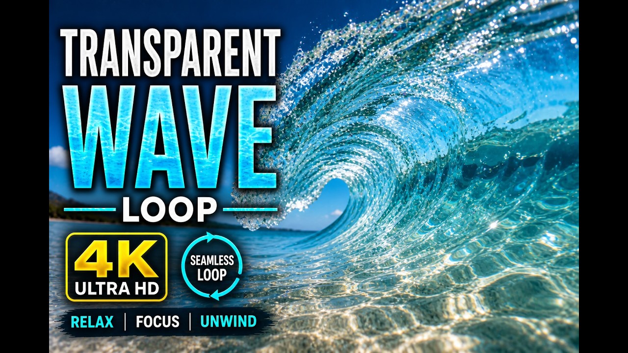 🌊 TRANSPARENT WAVE LOOP 4K 🔁 Crystal Ocean Motion 💎 Hypnotic Water Flow ✨ (Seamless Loop)
