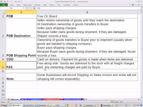 Excel 2010 Business Math 59: Shipping Terms
