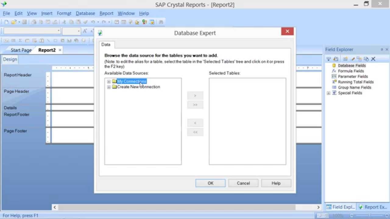 Crystal Reports 2013 Tutorial The Database Expert Business Objects Training