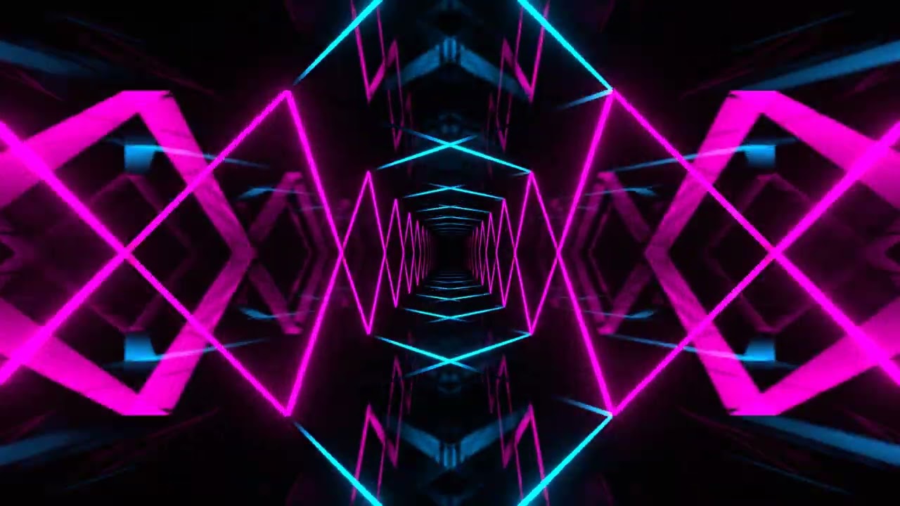 Cyan and Pink Abstract Geometric Neon Corridor Background VJ Loops