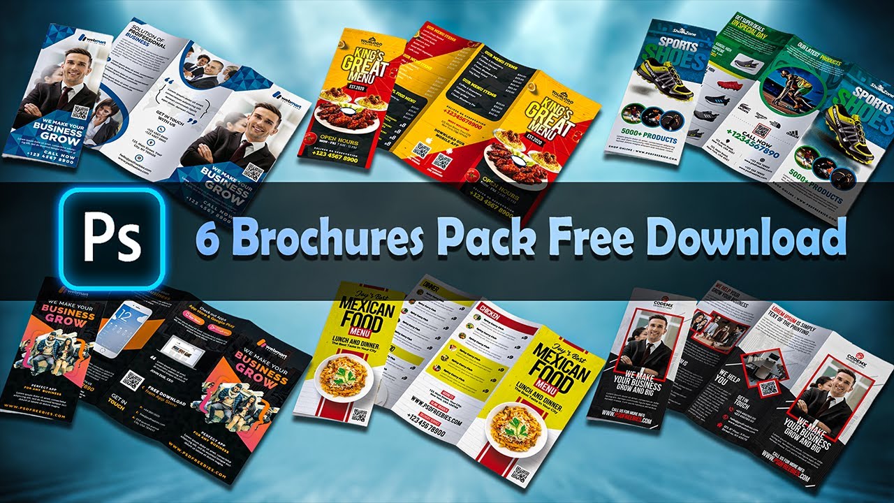 6 Tri fold Brochure Design Template Photoshop | Tri fold Brochure Design Mockup