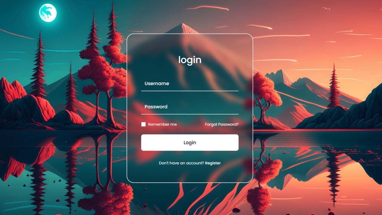 Modern login form Using only HTML & CSS Transparent Login Form With Source Code |#webdesign #css