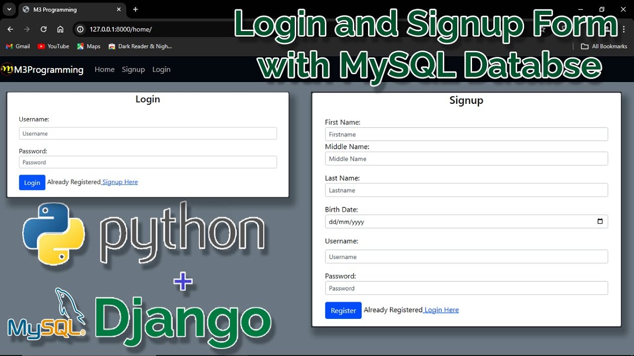 Python Django - Web Application - Basic Login Form and Signup Form with MySQL Database (non-Admin)