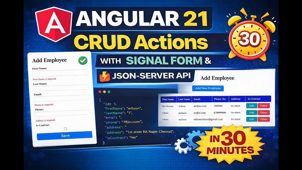 Angular 21 CRUD using signal form with validations using JSON-SERVER API | Signal form  tutorial