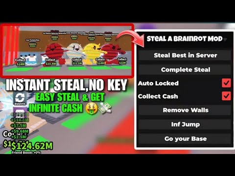 Steal a Brainrot Script GUI Pastebin | INSTANT STEAL AUTO STEAL INFINITE CASH *NO ΚΕΥ*