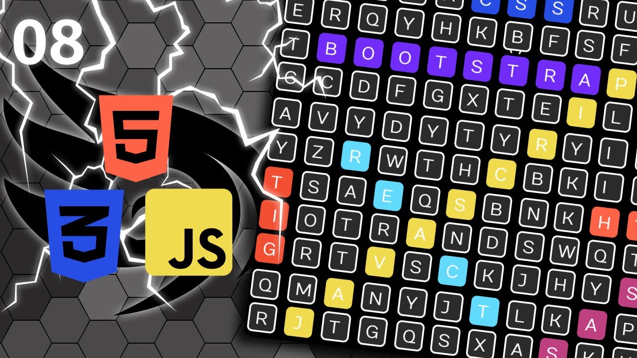 Build a Word Search 🔎 – JS code 🖥️⚡ (Part 8 of 13) | HTML 🟠 + CSS 🔵 + JS 🟡