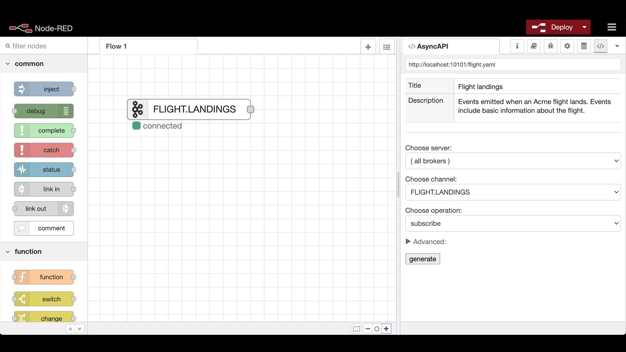 using AsyncAPI with Node-RED