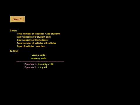 Algebra word problem example with steps