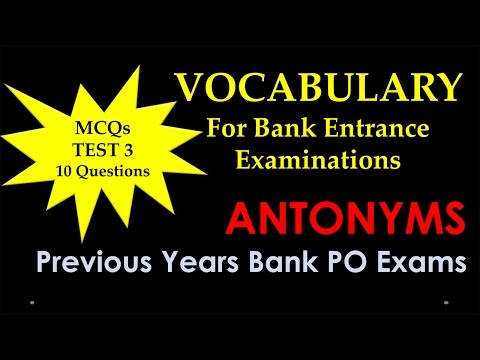 English Antonyms MCQs Test 3 - English Vocabulary for Bank PO Exams