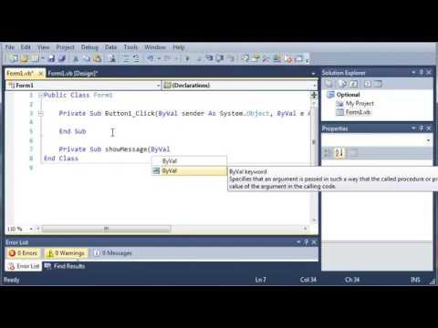 Visual Basic Tutorial 46 Optional ByVal 