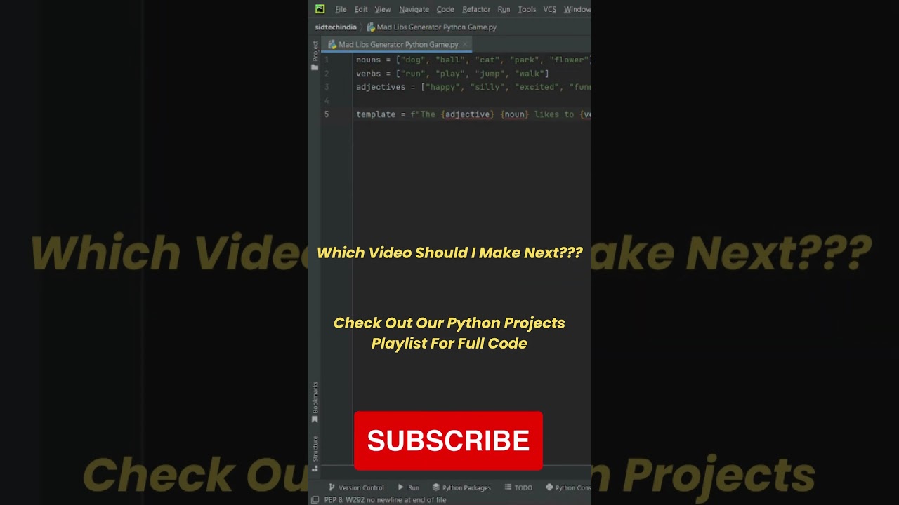 Mad Libs Generator Python Game Trick 😉 #madlibs #python #coding #programming