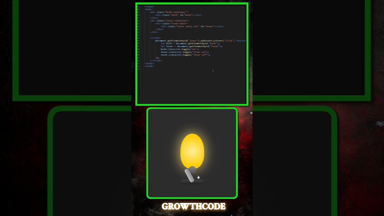 Light Bulb Animation with Switch Case Coding#coding#htnl#css#javascript#shorts