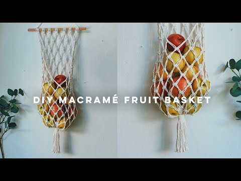 DIY macrame storage basket wall hanging tutorial || Fruit net bag for kitchen