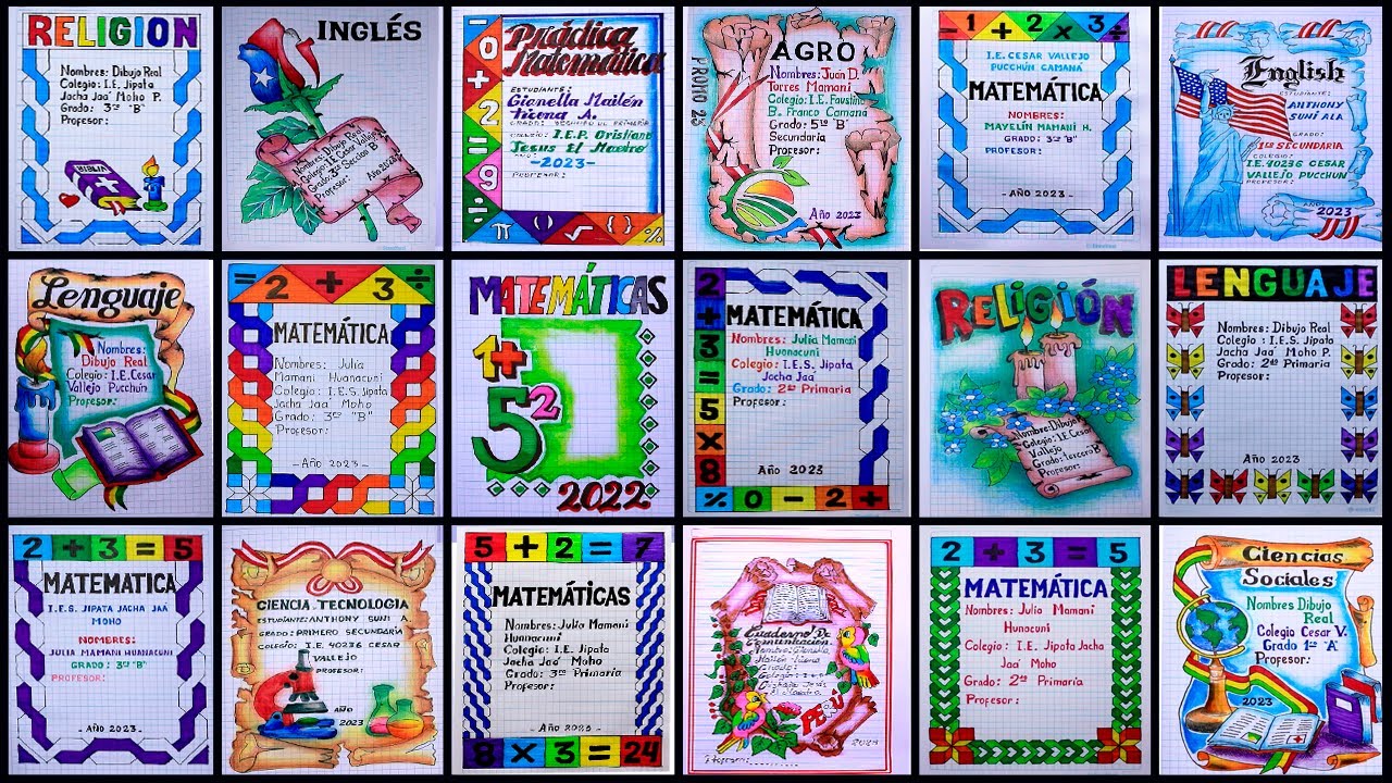 MIRA ✅ 77✅  nuevas  CARATULAS bonitas  para cuadernos de PRIMARIA y SECUNDARIA