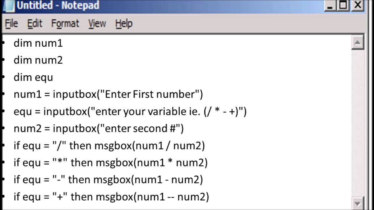 Create a vbscript calculator