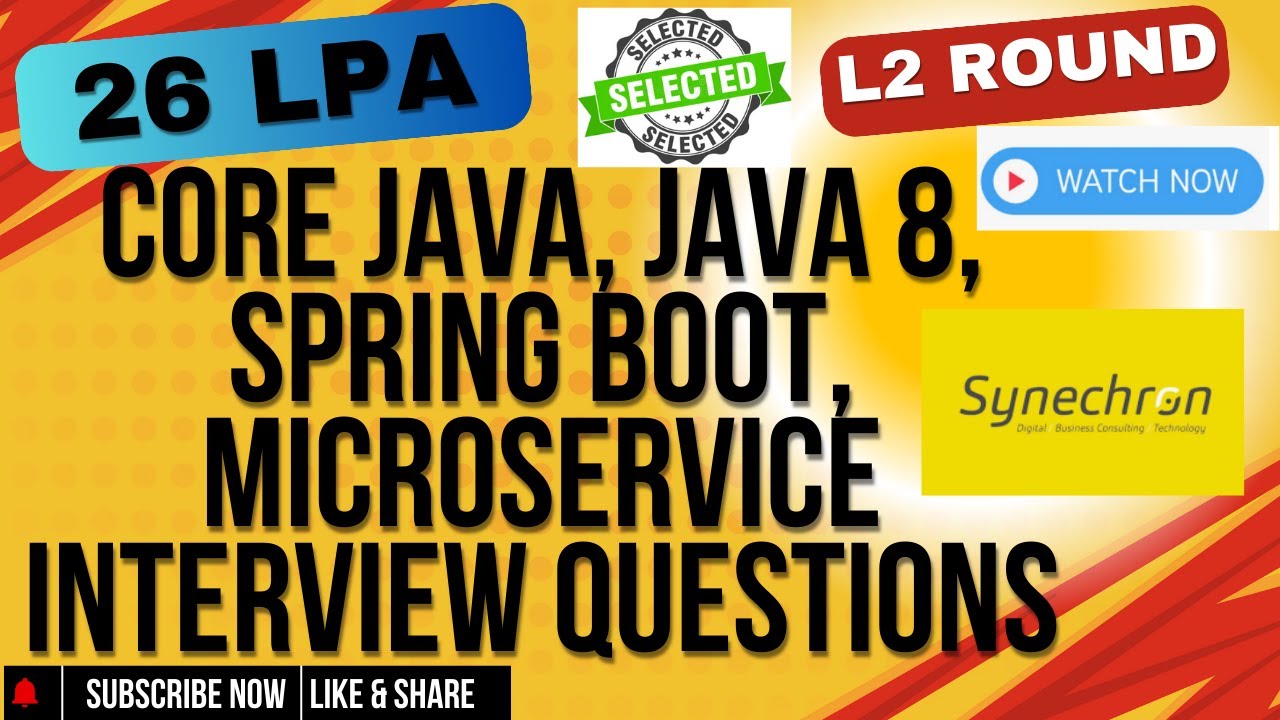 Core Java, Java 8, Spring Boot, Microservice, Docker Real Interview Questions | Synechron #java