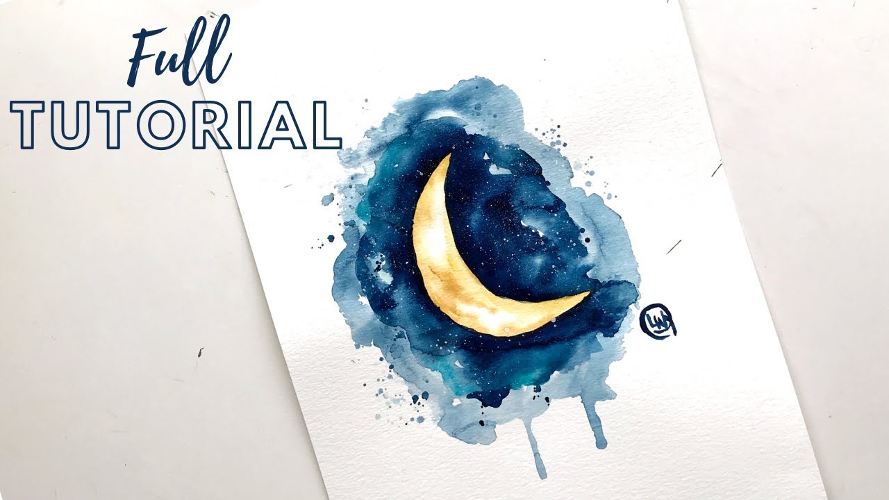 Moon Painting Tutorial For Beginners - Beginner Watercolor Class