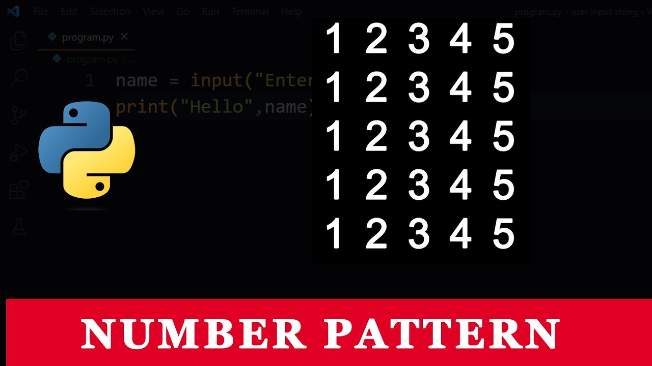 Python Program To Print Number Pattern in Square Shape | 02