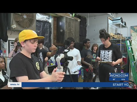 Summer camp teaching kids how to make a music video