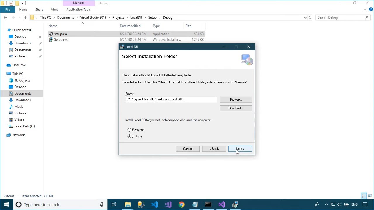 How to Create Setup.exe in Visual Studio 2019 with SQL Database | FoxLearn
