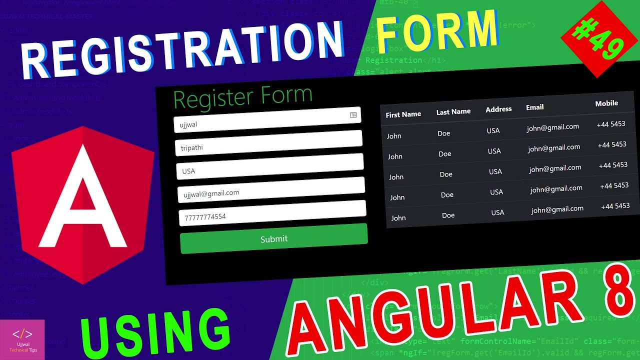 Registration form in angular 8 | How to use bootstrap in Angular 8 | Angular 8 Forms |  Ujjwal Tips