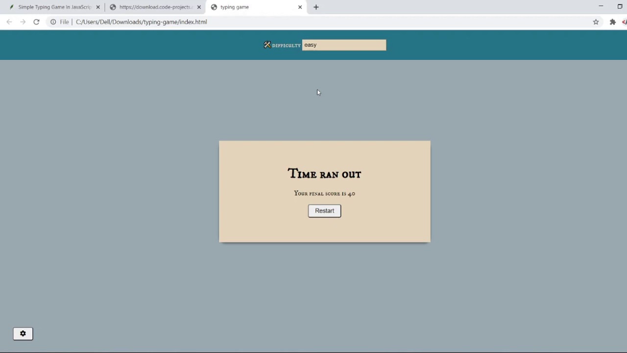 Simple Typing Game In JavaScript With Source Code | Source Code & Projects