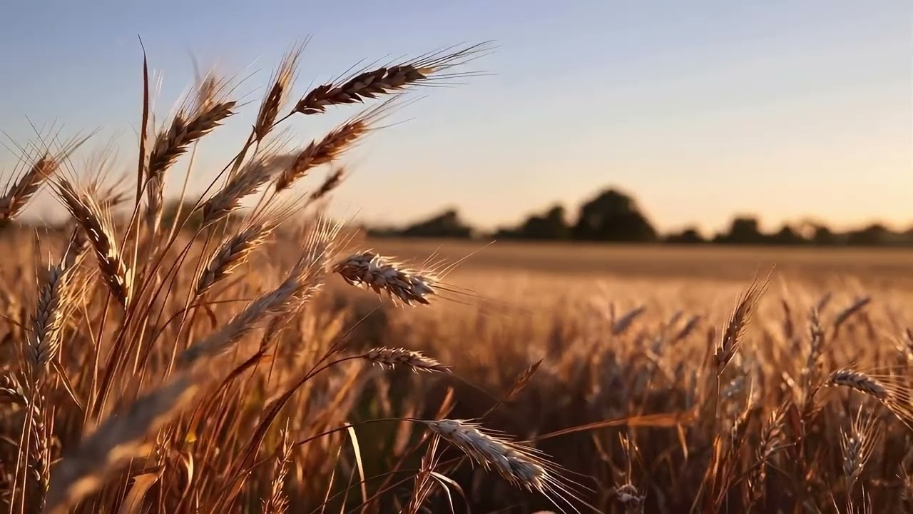 Wheat Field at Sunset 4K — Nature Sounds & Birdsong (4 Hours)