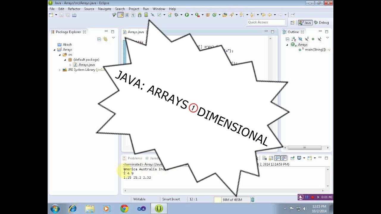 Java: Arrays one dimensional | Akash Tech