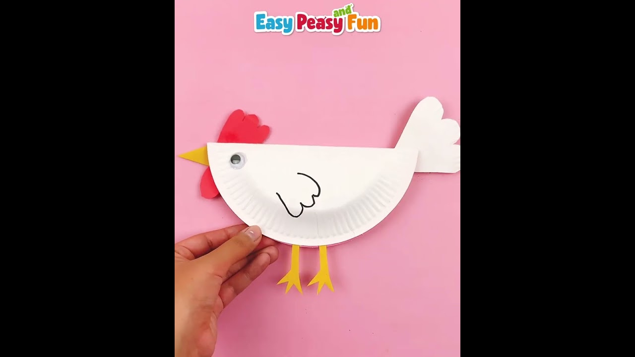 Easy craft idea with paper plates - Make this cute chicken craft