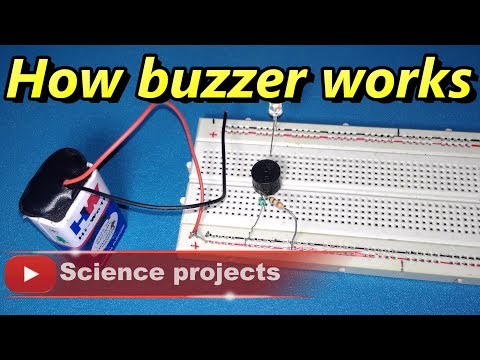How buzzer works, dc buzzer, science projects, Breadboard Projects
