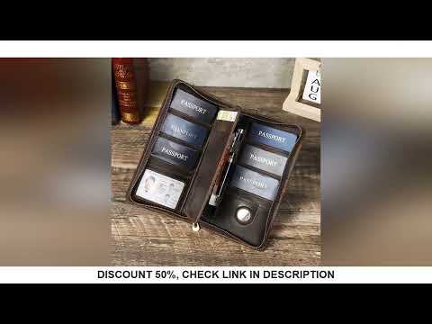 Family Passport Wallet with AirTag Slot for Travel Genuine Leather Credit Card Boarding Pass Holder