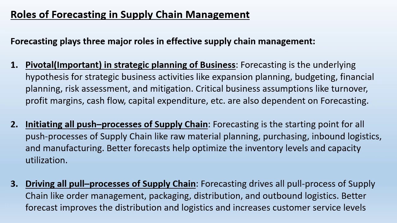Logistics and SCM | Demand forecasting Importance/roles/objectives