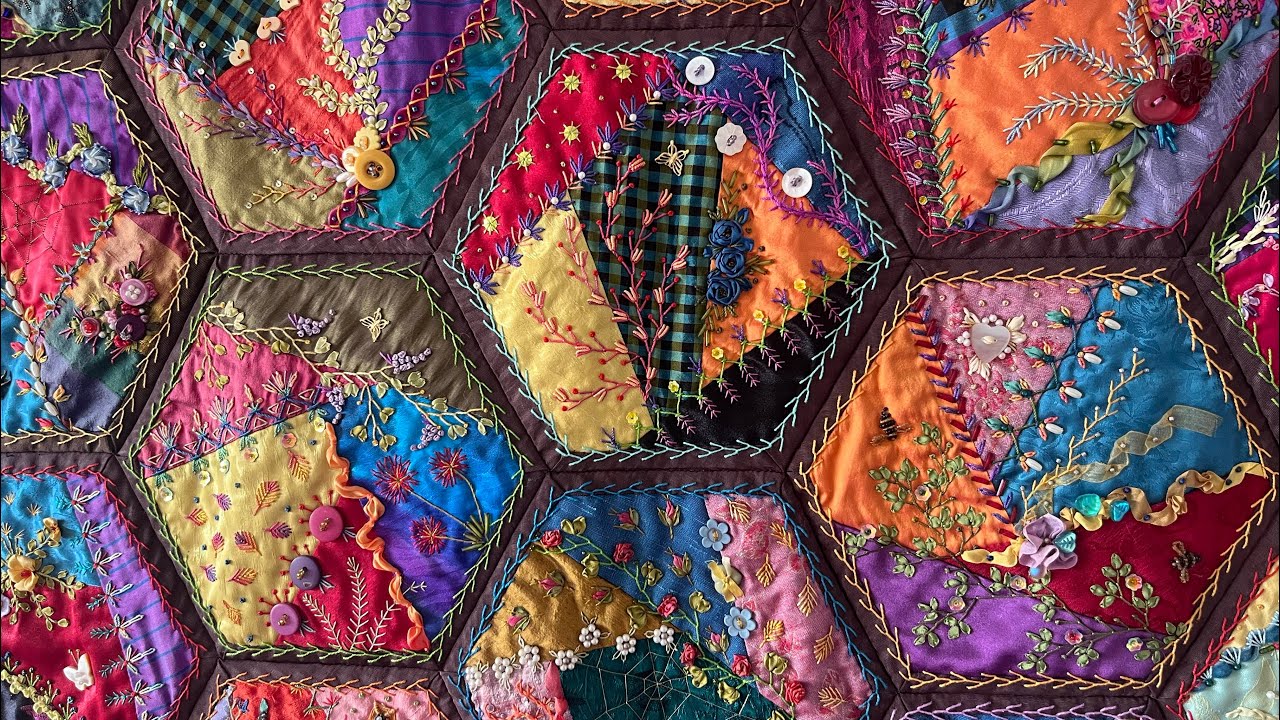 Crazy quilting - step by step #crazyquilting #handwork 