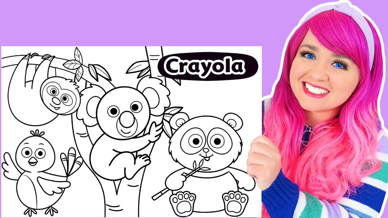 Coloring Tree Animals Coloring Pages | Koala, Sloth, Bird & Panda | Prismacolor Markers