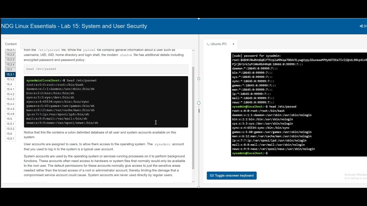 Intro to Linux | Cisco Lab15 | System and User Security