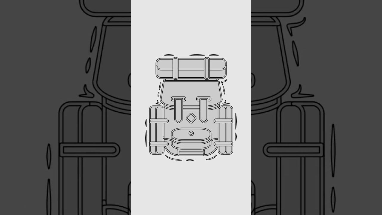 Cute blue orange backpack vector illustration