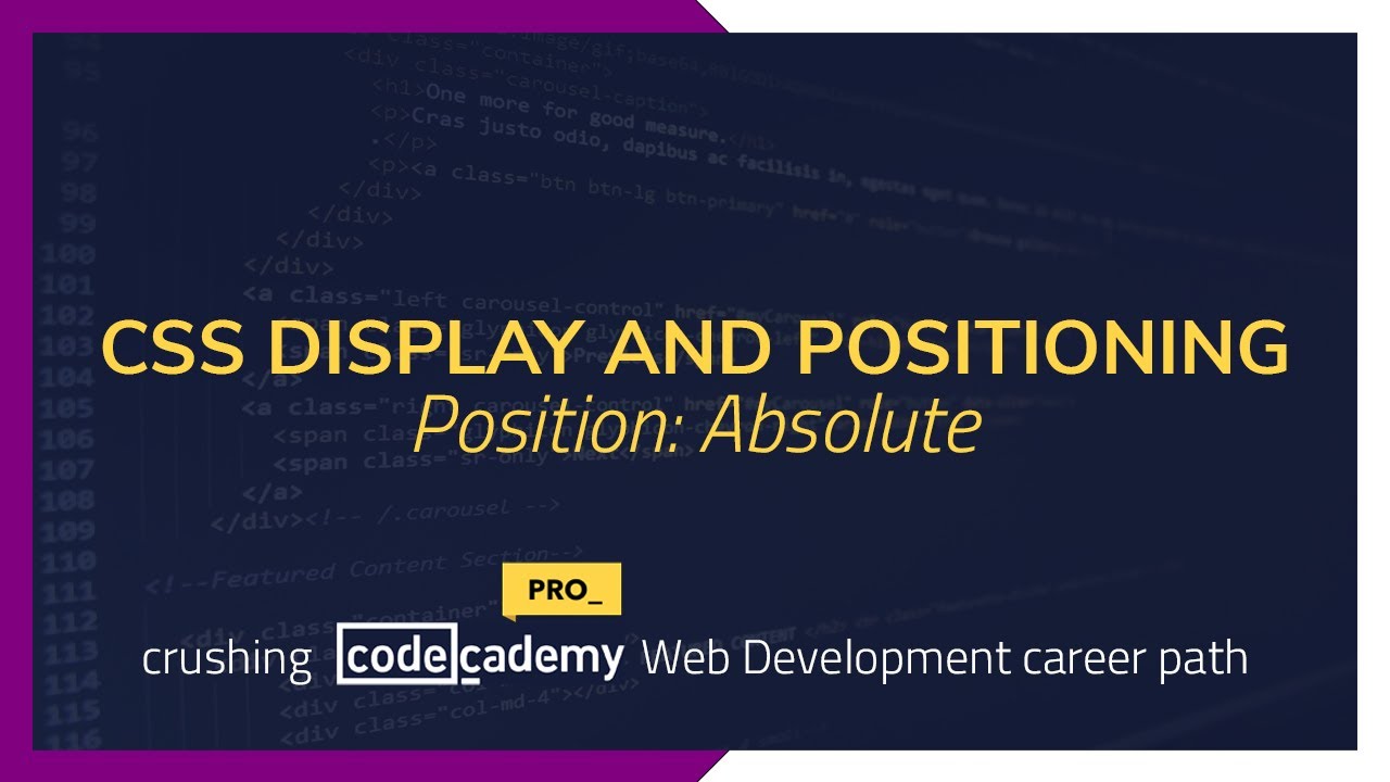 Crushing Codecademy PRO WEB DEVELOPMENT career path Challenge - Position: Absolute