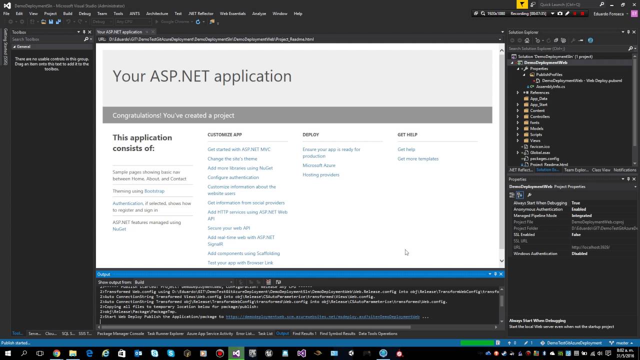 Configuring Continuos Integration with Azure and Github