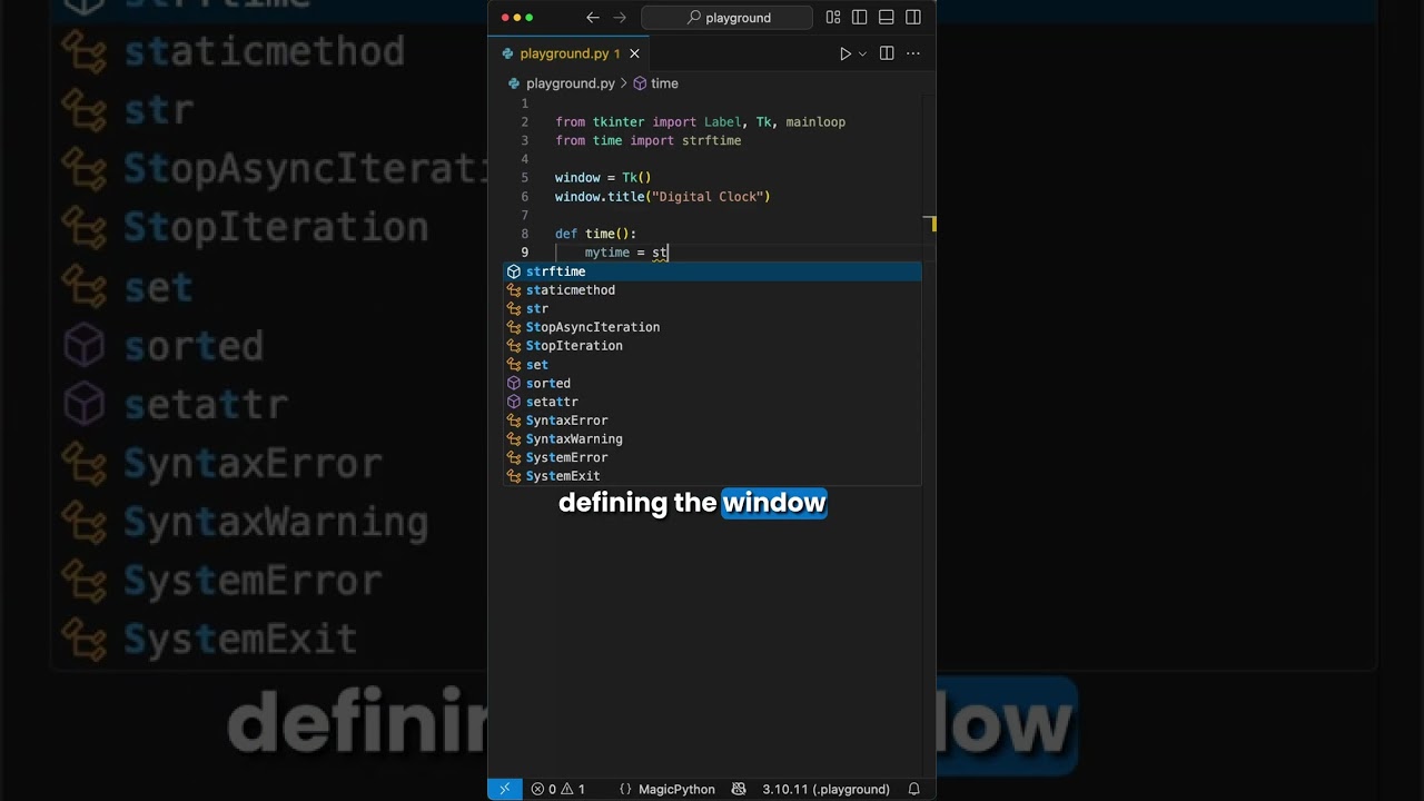 Python Project for Beginners - Digital Clock #python #coding #programming #shorts