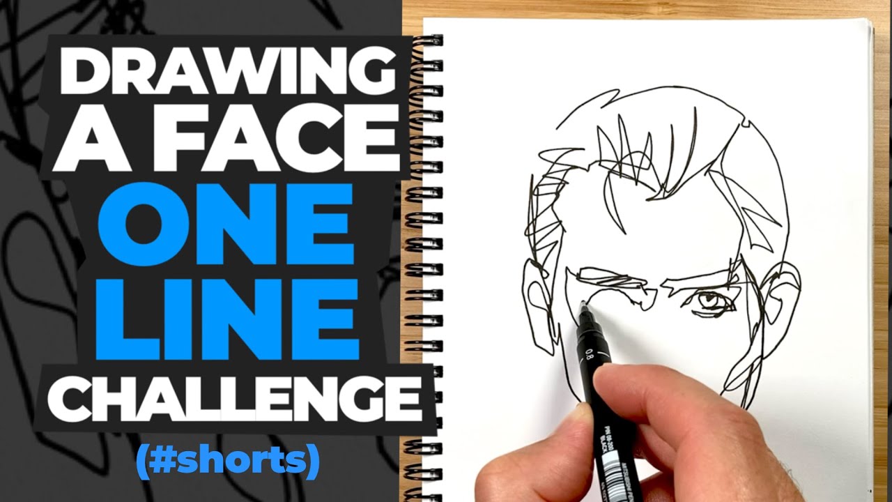 Drawing a Face - ONE LINE Art Challenge (#shorts)