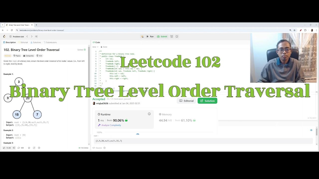 Binary Tree Level Order Traversal: with Visual Understanding - Leetcode 102  - Binary Tree - BFS