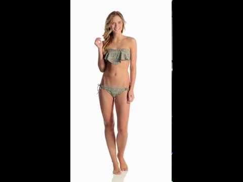Hot Water Kit Kat Flounce Bandeau Bikini Top | SwimOutlet.com