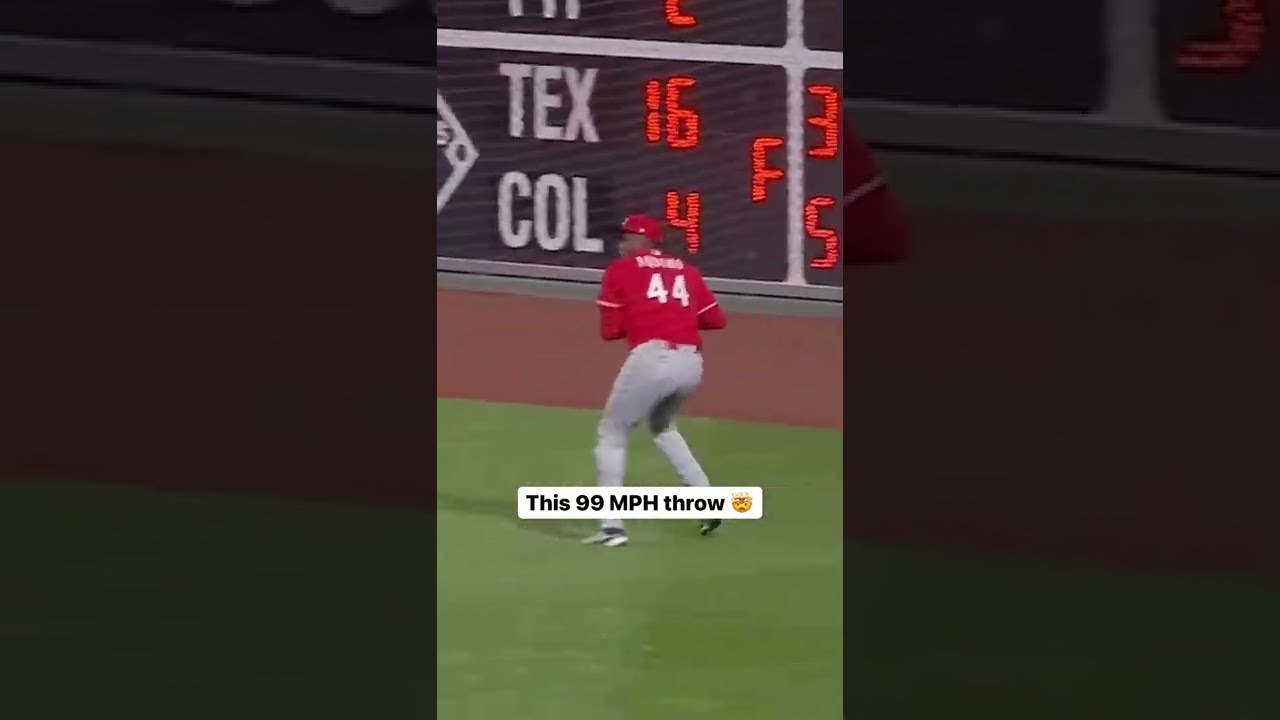 An absolute CANNON!!! 99 mph outfield throw!!