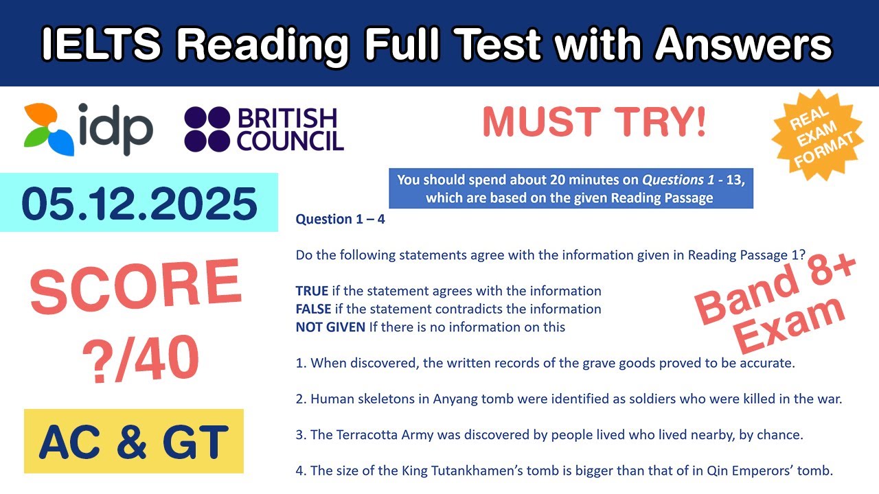 IELTS Reading Practice Test with Answers 05.12.2025 - Test #87