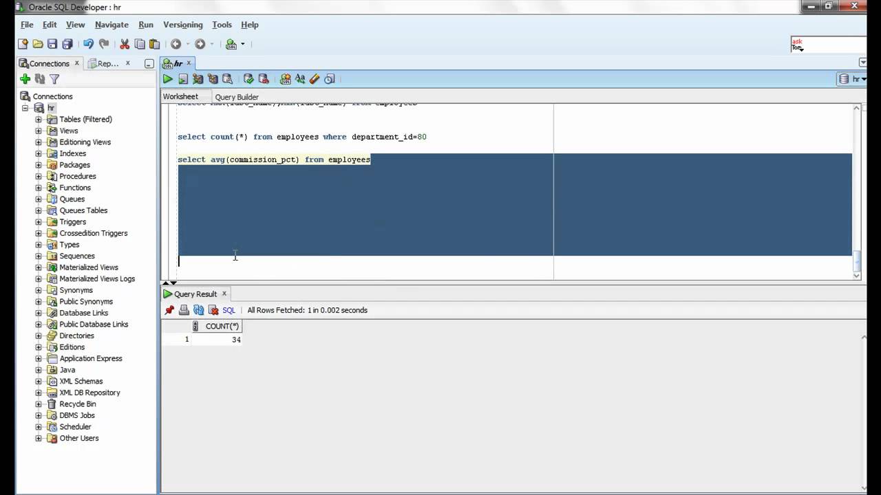 Oracle SQL Video Tutorial 29 - AVG function