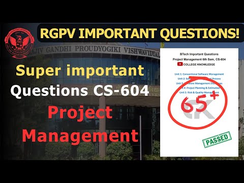 CS-604 Project Management Important Questions | 6th sem RGPV | #rgpv #rgpvexam #semester